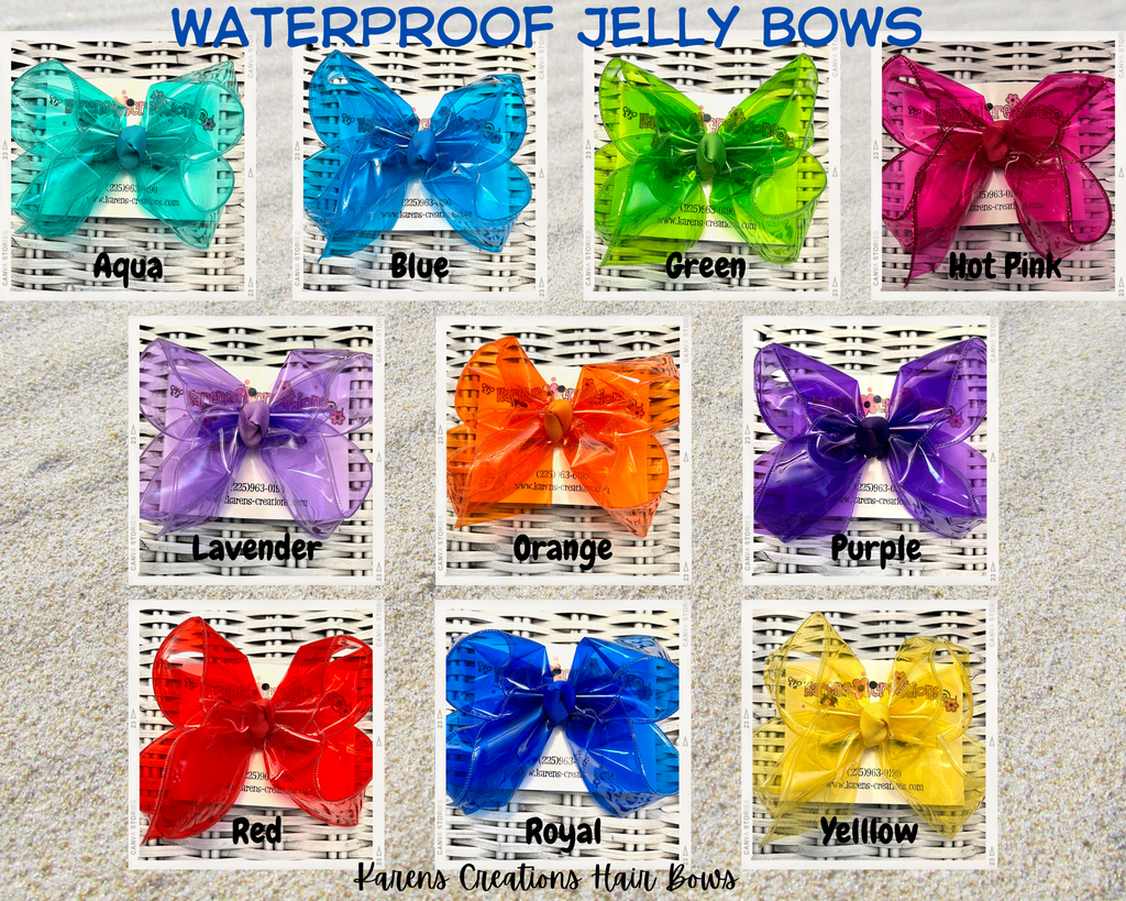 Jelly Waterproof Ribbon Hair Bow – Karens Creations