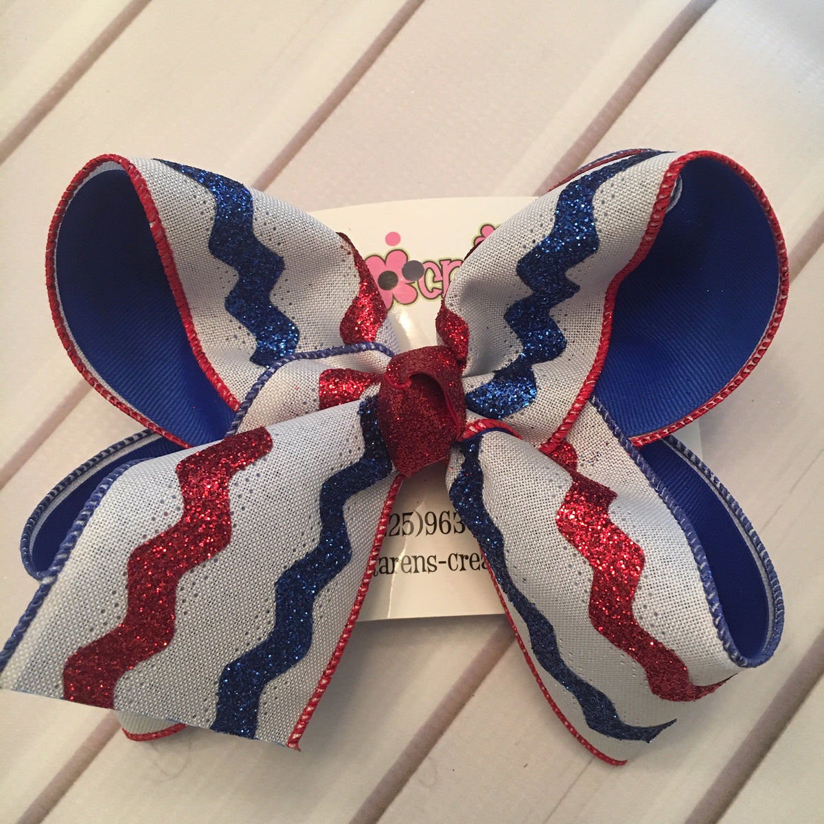 Patriotic Glitter Ric Rac Jumbo or Large Layered Hair Bow – Karens ...