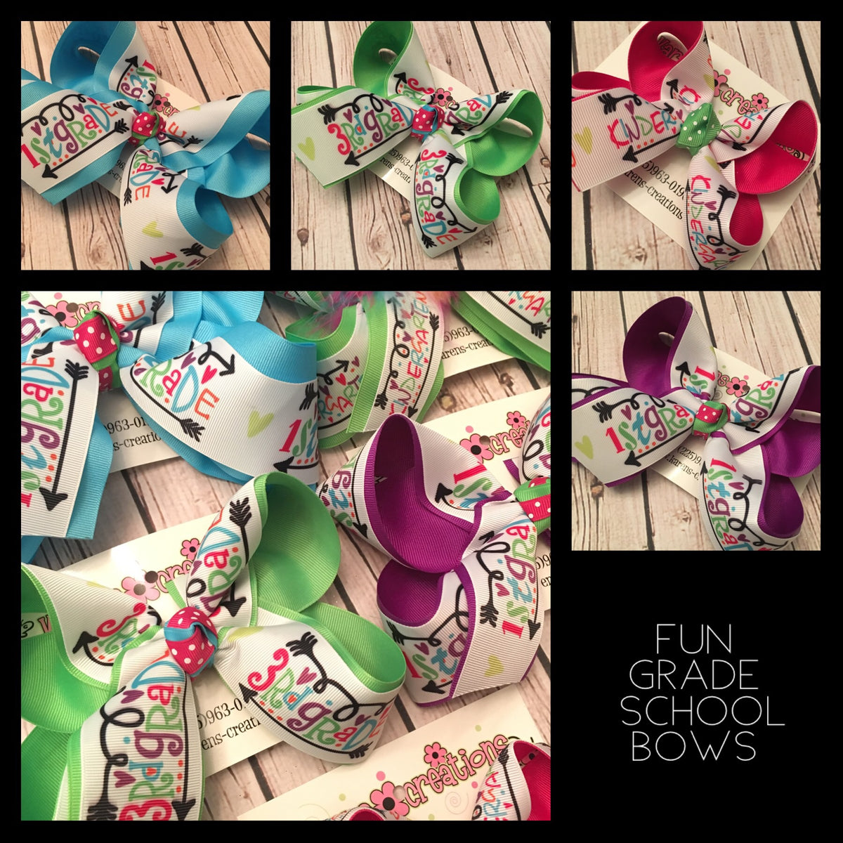Fun Elementary School Grade Class Ribbon Hair Bow – Karens Creations